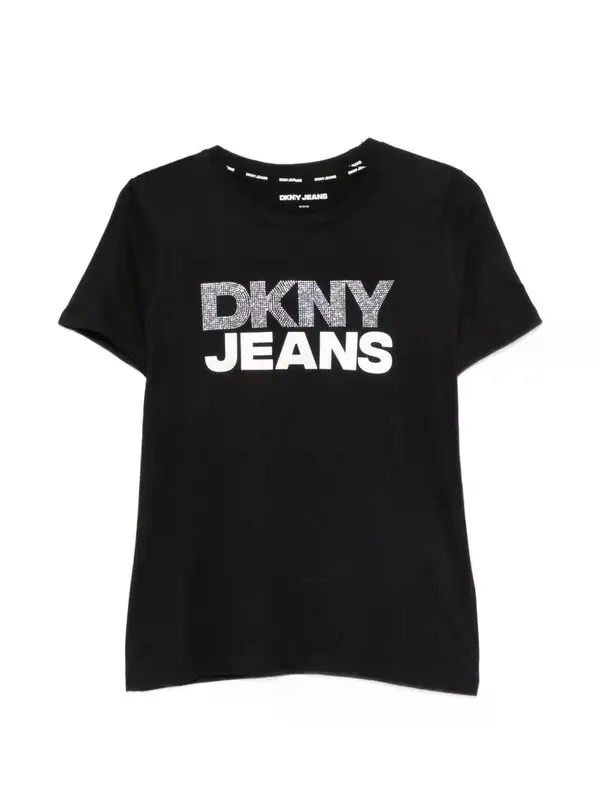 Dkny Logo Rhinestone Embellished T-shirt