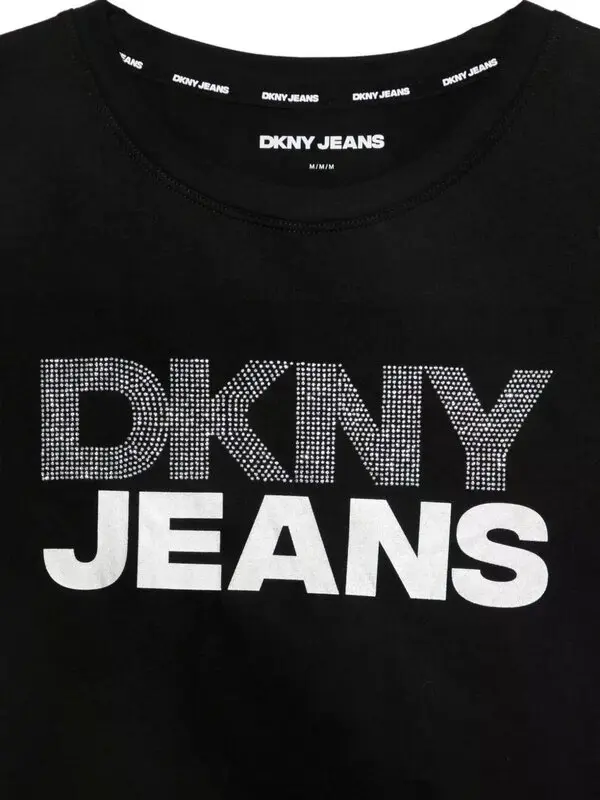 Dkny Logo Rhinestone Embellished T-shirt
