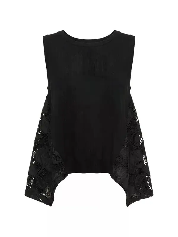 MEIMEIJ Sleeveless Floral Lace Panel Top