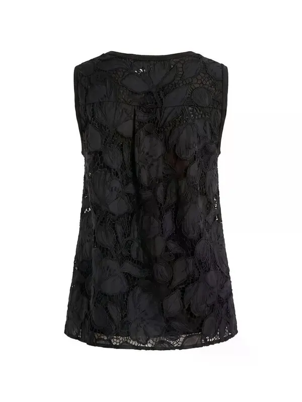 MEIMEIJ Sleeveless Floral Lace Panel Top
