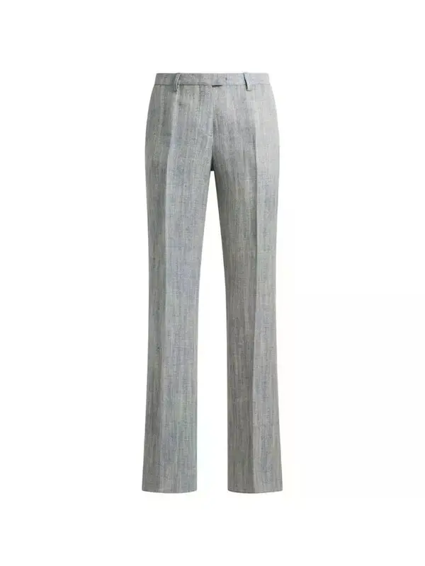 Etro Linen-blend Trousers With Pressed Creases