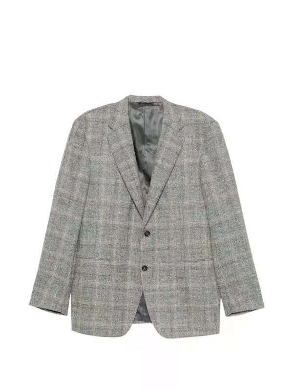 Canali Check-pattern Single-breasted Blazer - Grey