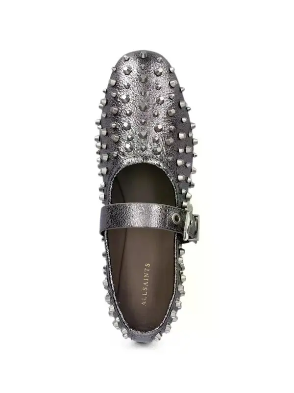 ALLSAINTS Stud-embellished Buckle-fastening Ballet Flats - Grey