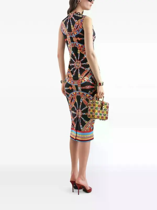Dolce & Gabbana Carretto Print Satin Dress - Black