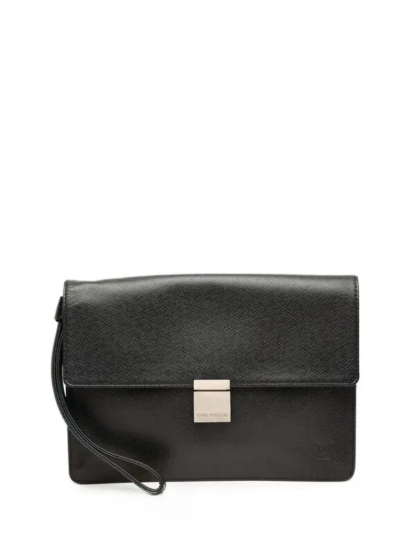 LOUIS VUITTON Taiga Selenga Clutch Bag - Black
