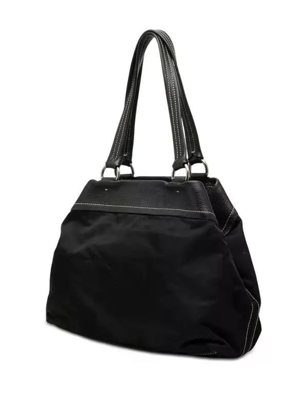 Prada Vitello Trimmed Tessuto Tote Bag