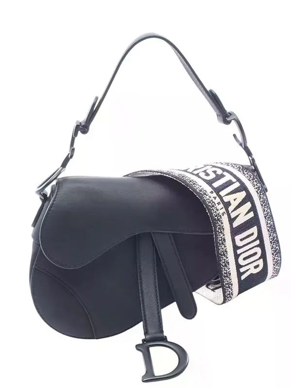 Dior Mini Leather Saddle Bag Satchel - Black