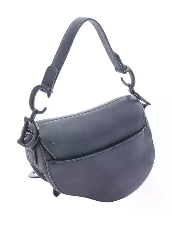 Dior Mini Leather Saddle Bag Satchel - Black