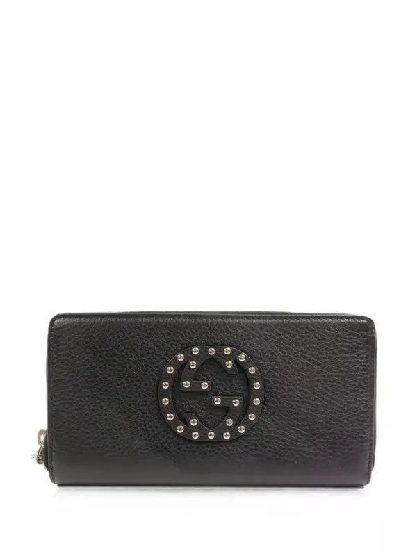 Gucci Studded Gg-interlocking Zip Wallet - Black
