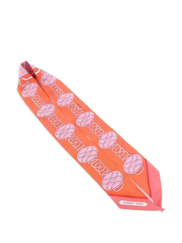 Hermès Twilly Chain-link Silk Scarf - Orange