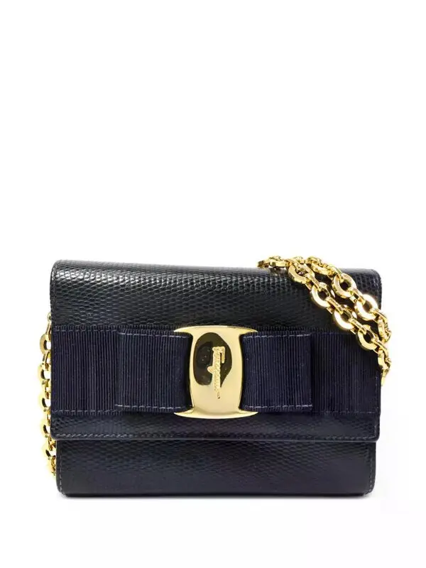 FERRAGAMO Vara Bow Chain Shoulder Bag - Blue