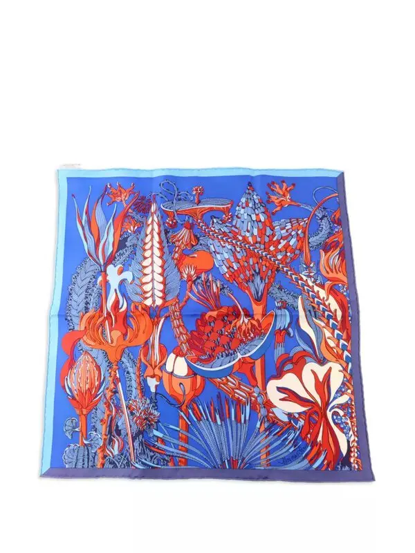 Hermès Fantaisies Botaniques Silk Scarf - Blue
