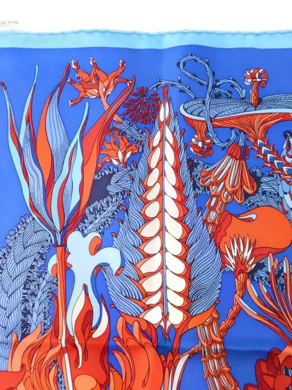 Hermès Fantaisies Botaniques Silk Scarf - Blue