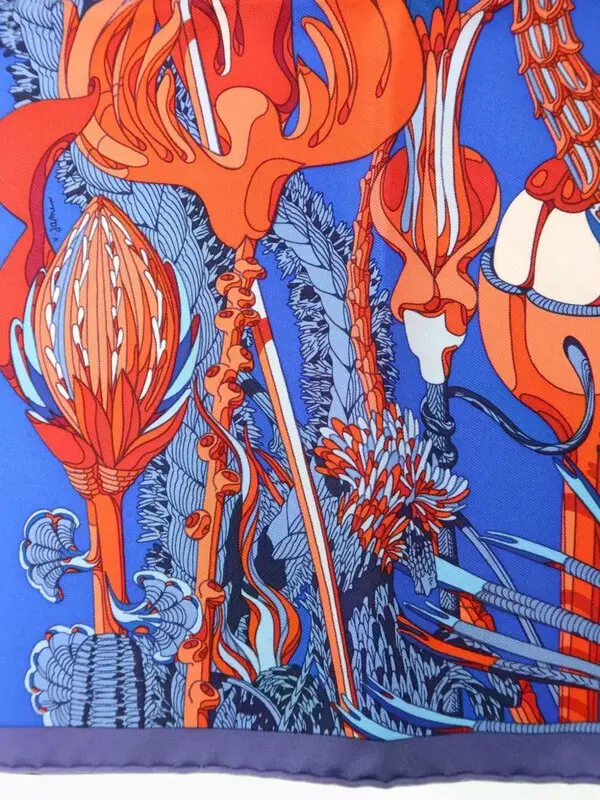 Hermès Fantaisies Botaniques Silk Scarf - Blue
