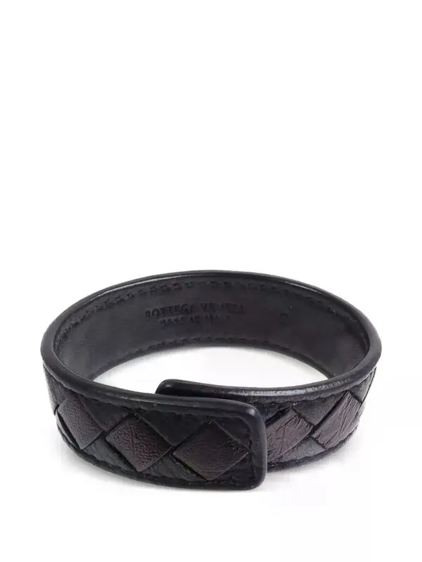 Bottega Veneta Intrecciato Leather Bracelet - Black