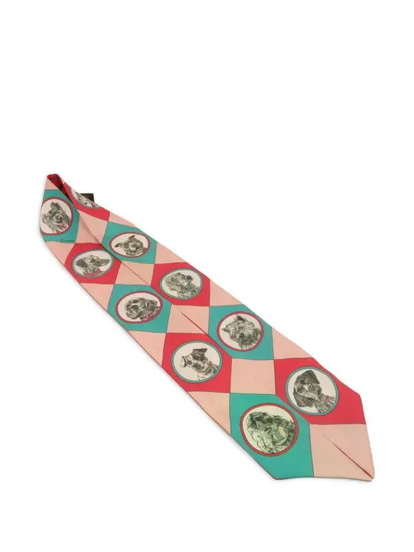 Hermès Twilly Dog-print Silk Scarf - Pink