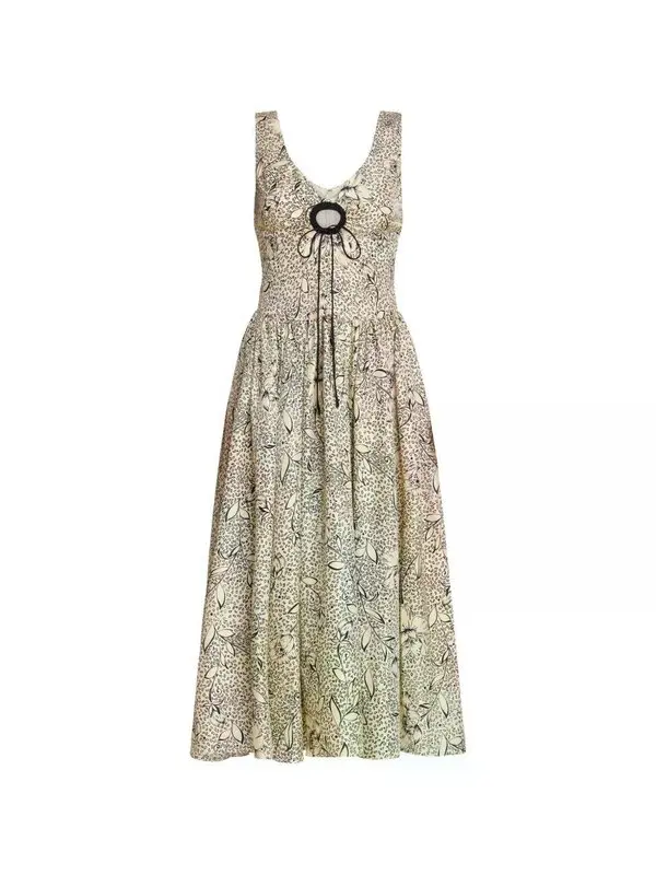 MARKARIAN Penelope Floral-print Keyhole Midi Dress