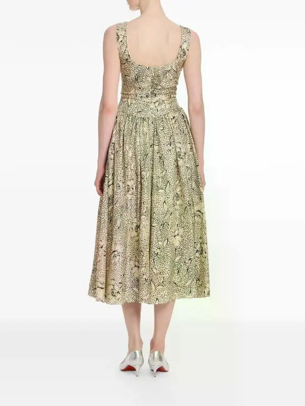 MARKARIAN Penelope Floral-print Keyhole Midi Dress