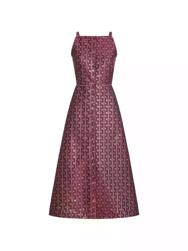 MARKARIAN Minette Floral-stripe A-line Midi Dress