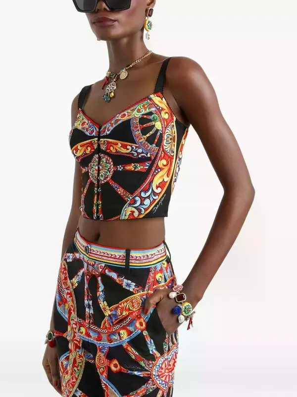 Dolce & Gabbana Carretto-print Charmeuse Top