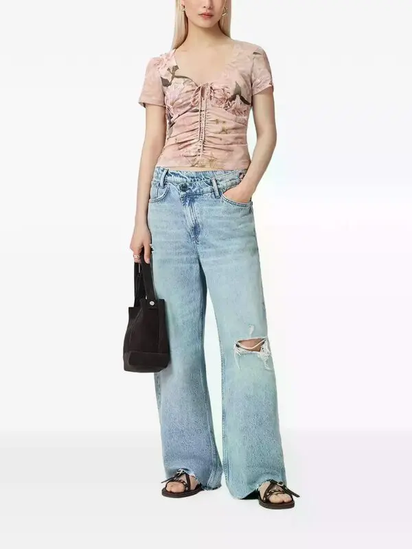 ALLSAINTS Floral Print Ruched T-shirt - Pink