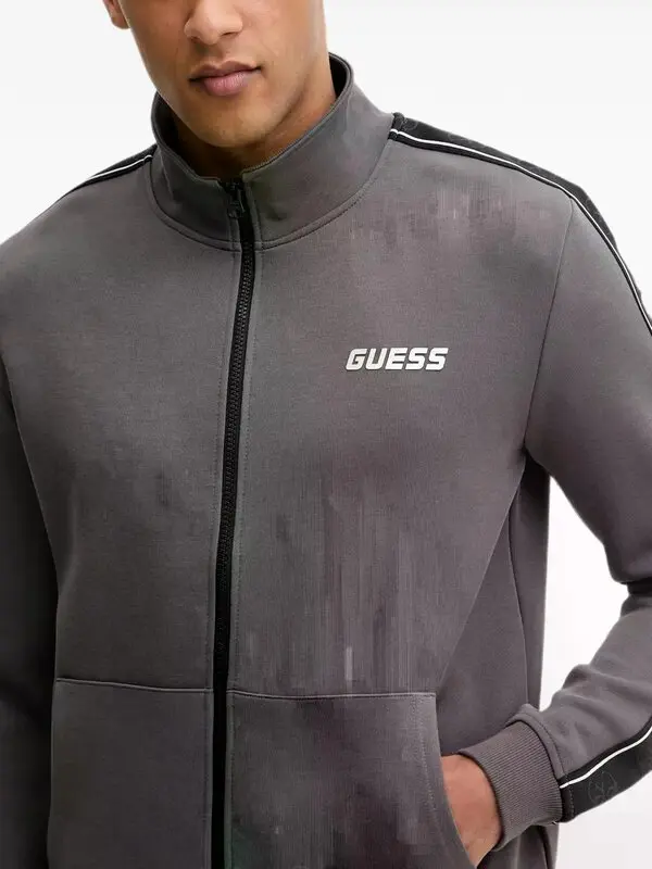 Guess Logo Print Zip-up Sweatshirt