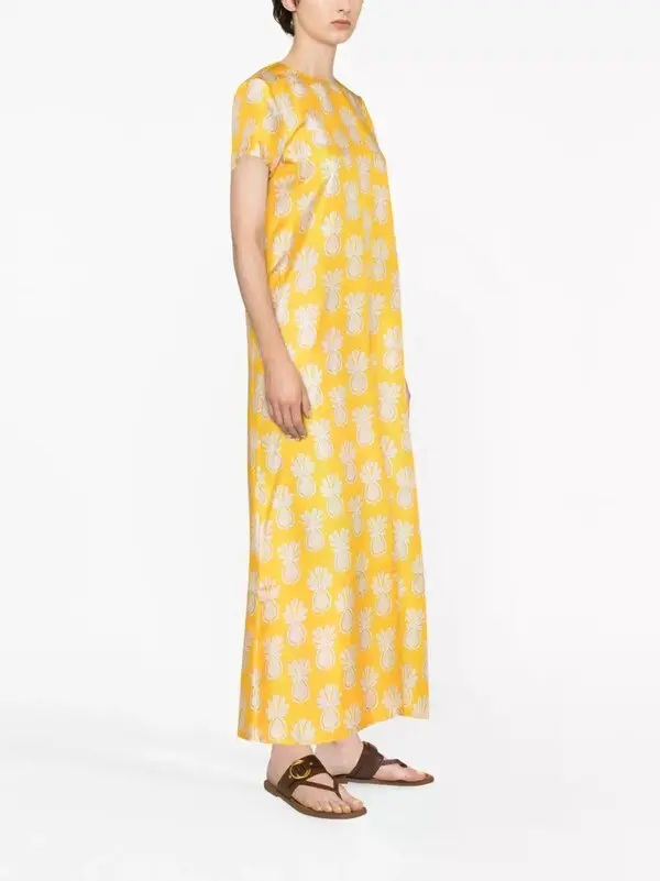La DoubleJ Swing Graphic-print Silk Dress - Yellow