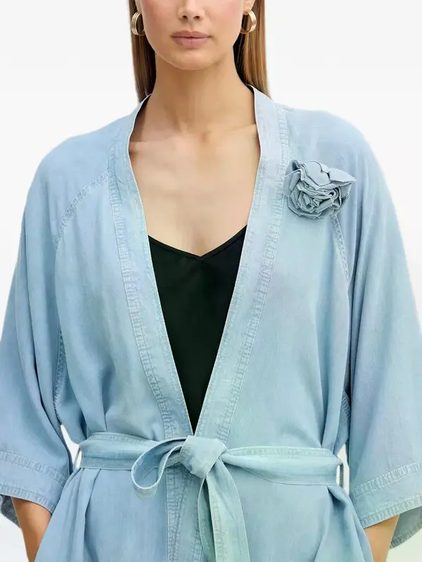 BLUGIRL Belted Kimono With Floral Appliqu