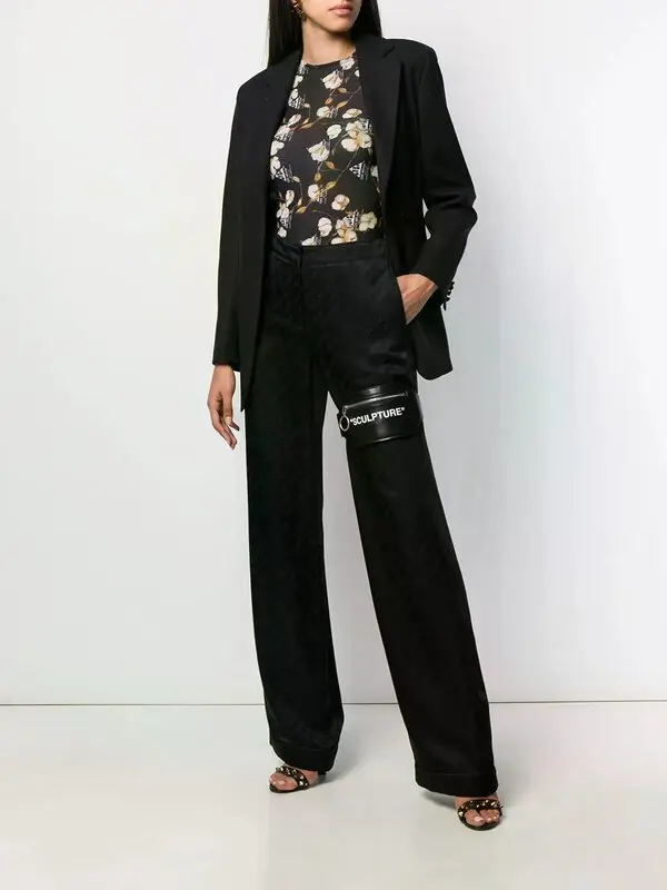 Off-White Logo Jacquard Wide Leg Trousers