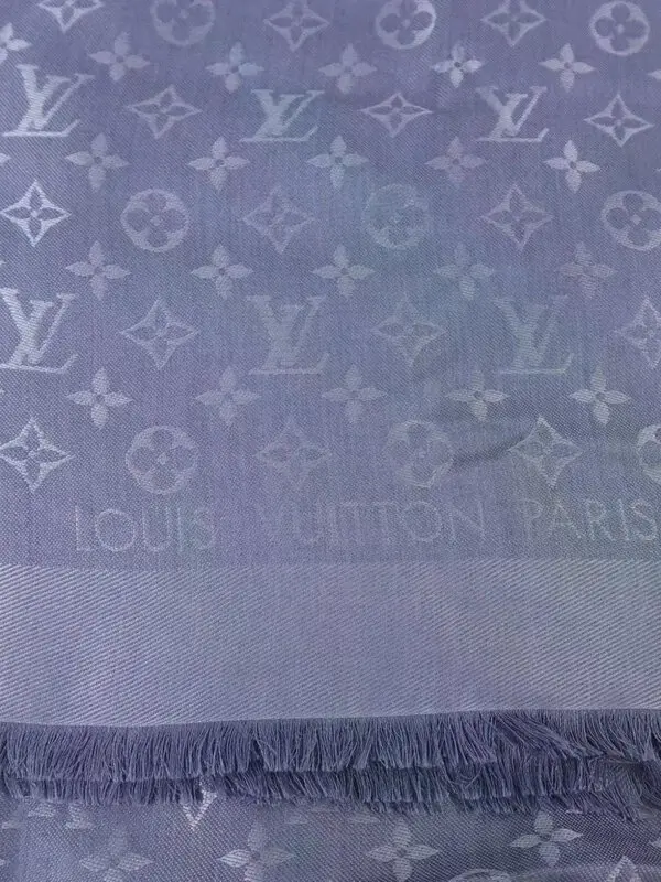 LOUIS VUITTON Monogram-pattern Fringe Scarf