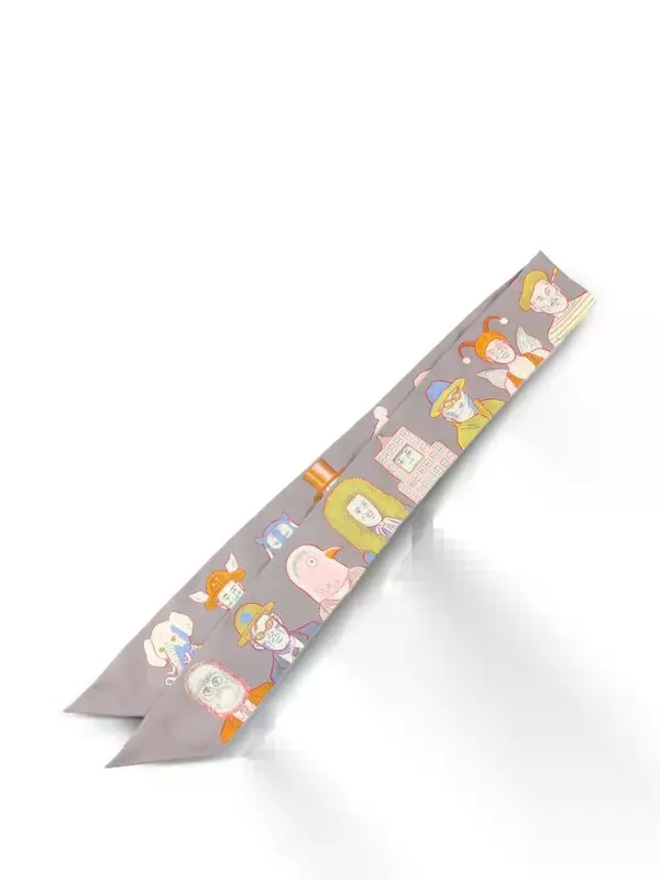 Hermès Graphic-print Silk Scarf - Grey