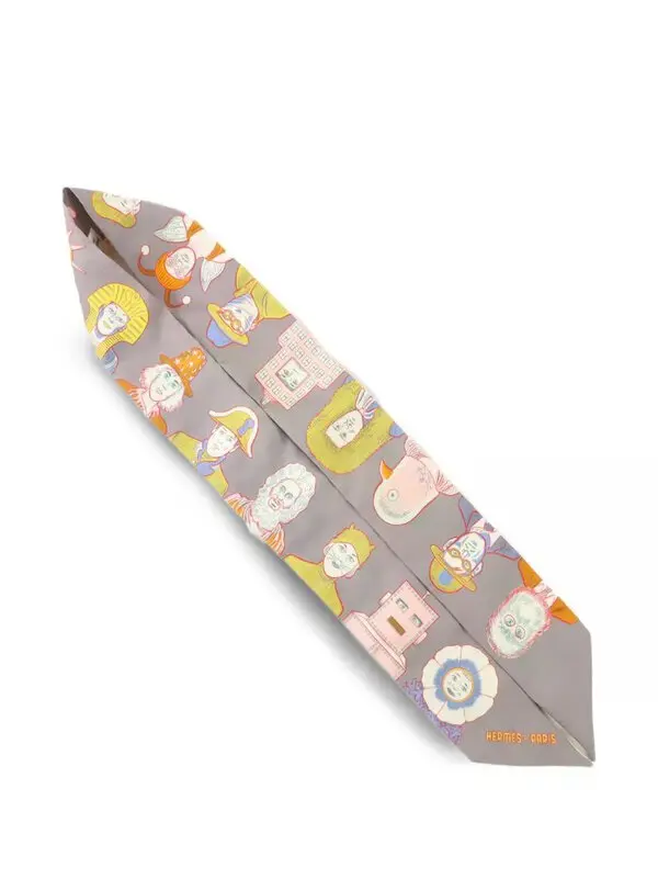 Hermès Graphic-print Silk Scarf - Grey