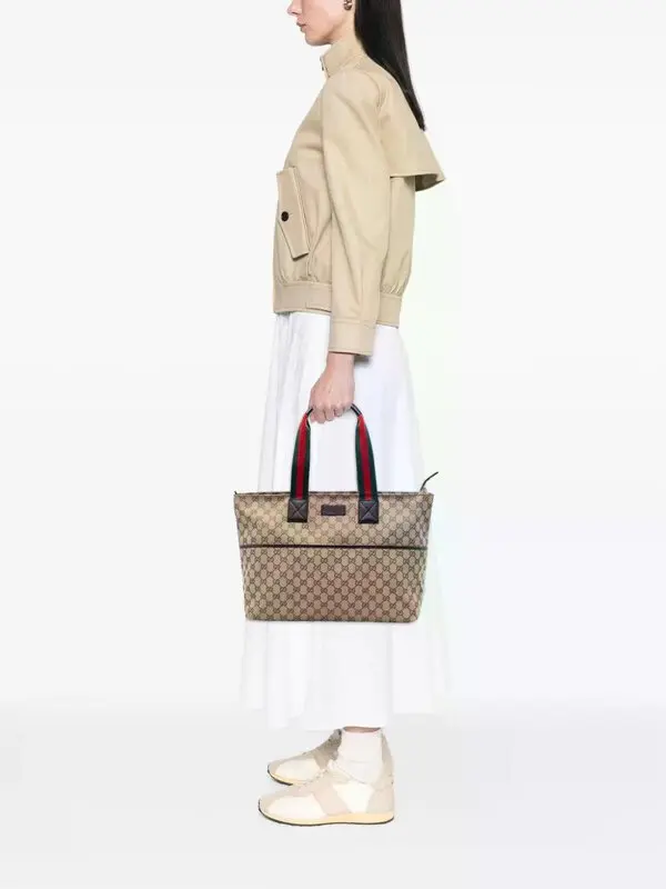 Gucci Gg Canvas Web Tote Bag
