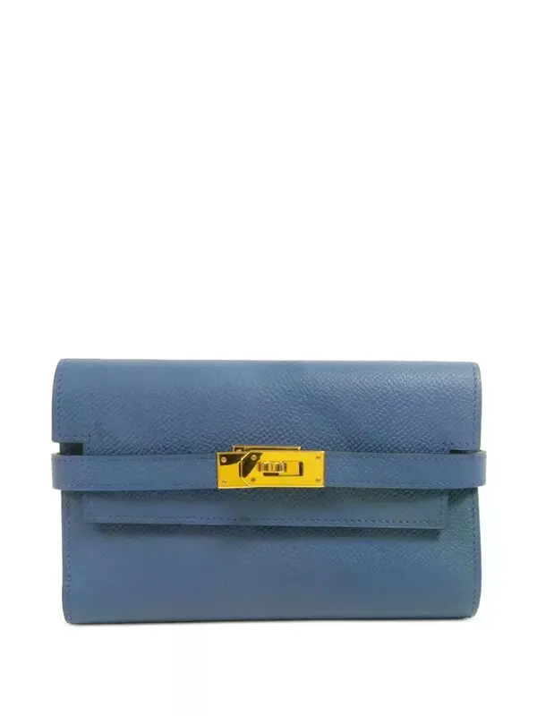 Hermès 2017 Medium Kelly Depliant Leather Wallet - Blue