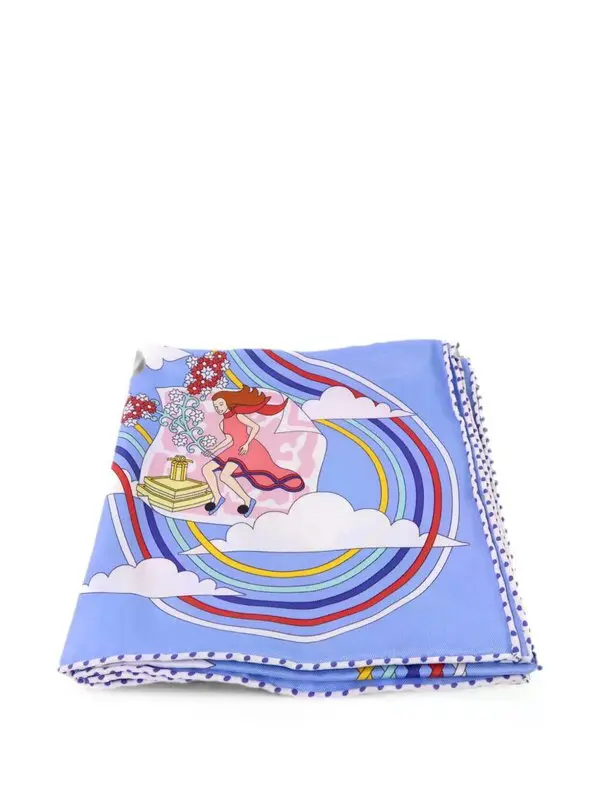 Hermès Graphic-pattern Scarf - Blue