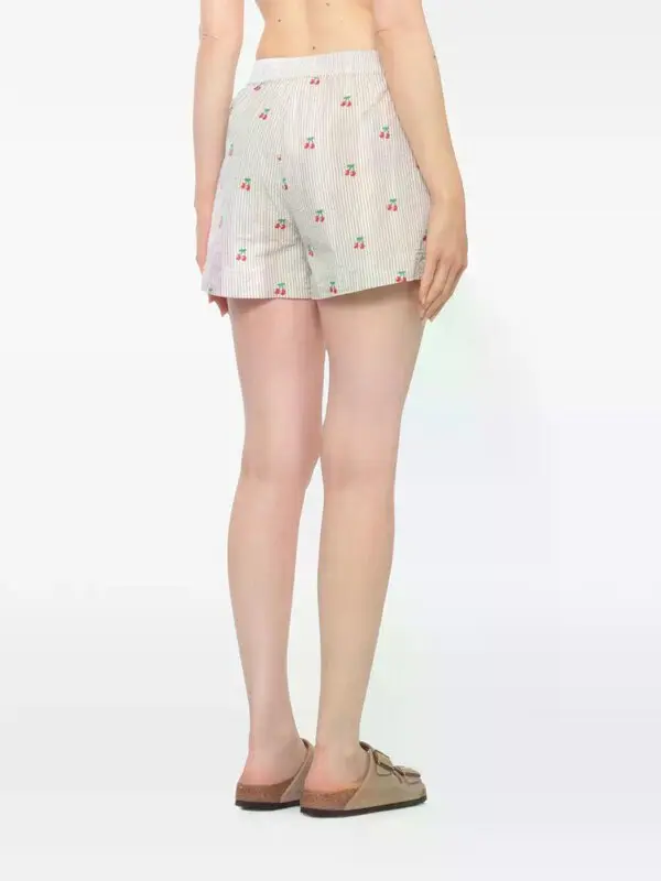 MC2 SAINT BARTH Seersucker Cherry Embroidered Shorts