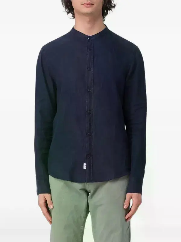 BLAUER. Linen Mandarin-collar Shirt