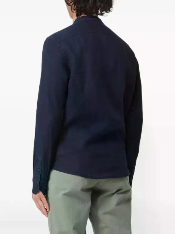 BLAUER. Linen Mandarin-collar Shirt