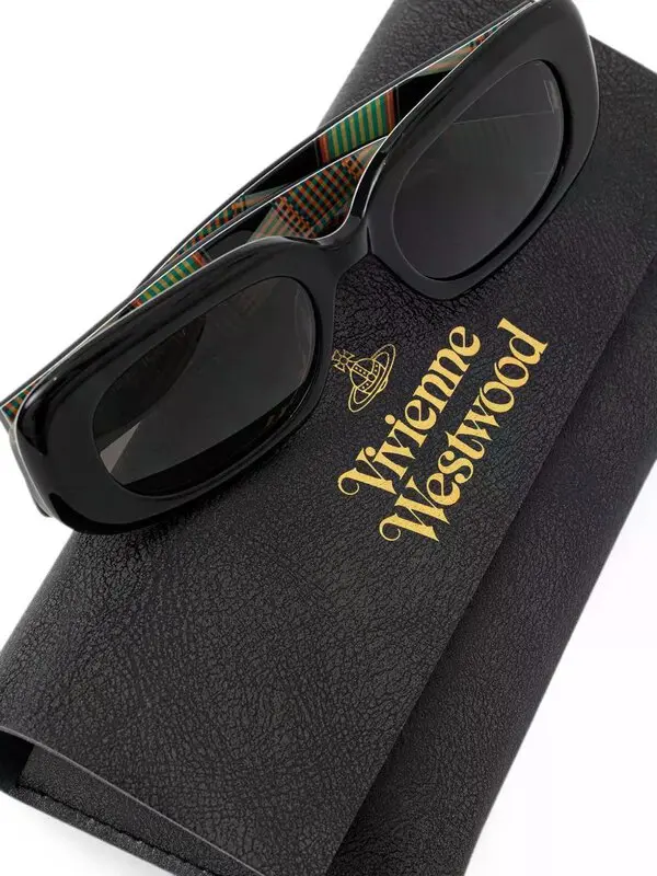 VIVIENNE WESTWOOD Tartan Print Rectangle Frame Sunglasses