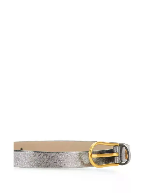 GIANNI CHIARINI Logo Buckle Leather Belt - Silver