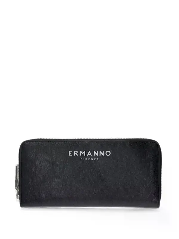 ERMANNO FIRENZE Logo-print Zip-around Wallet - Black