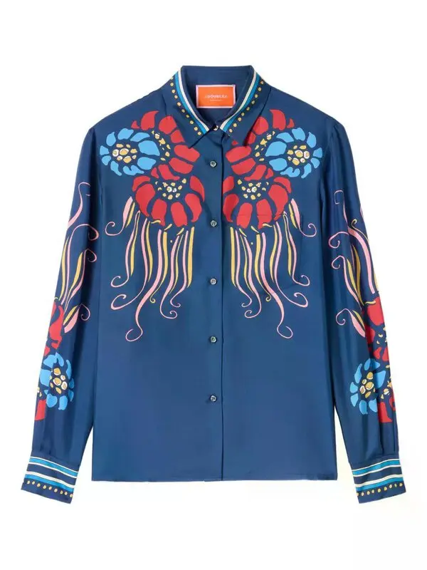 La DoubleJ Lemuria Placed Floral-print Silk Shirt