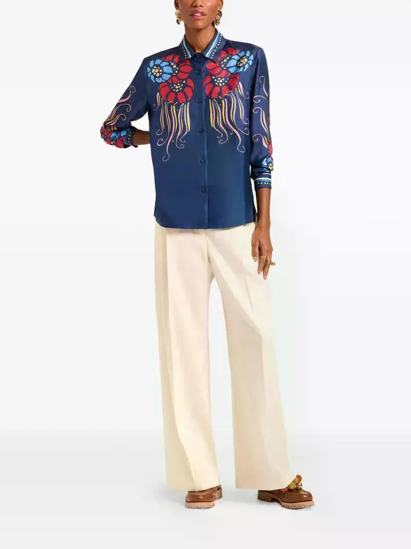 La DoubleJ Lemuria Placed Floral-print Silk Shirt