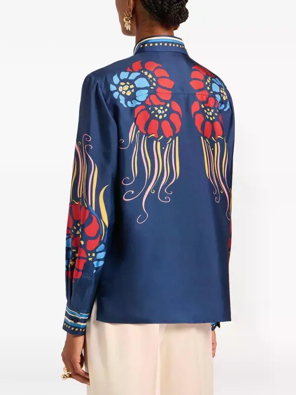 La DoubleJ Lemuria Placed Floral-print Silk Shirt