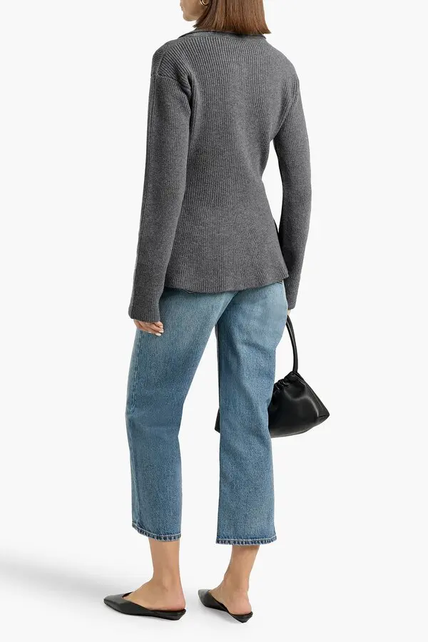 RÓHE Ribbed Wool And Cashmere-blend Peplum Cardigan