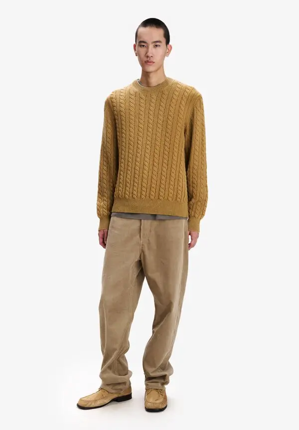 A.p.c. Cable Knit Crew Neck Sweater - Brown