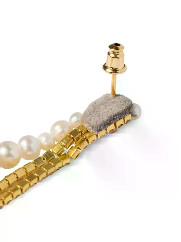 PHENOMENAL STUDIO Asymmetric Pearl-embellished Drop Earrings