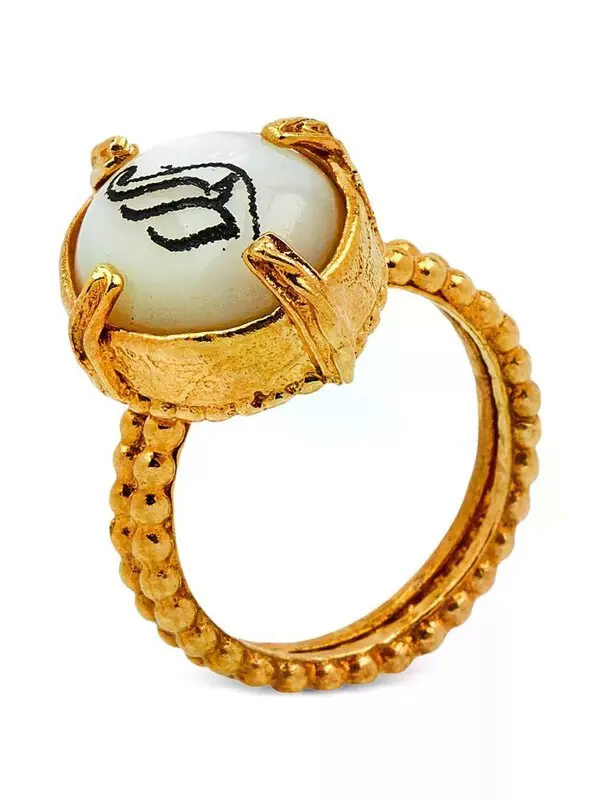 GEM KINGDOM Mother-of-pearl Ring With Engraved Detail - Gold