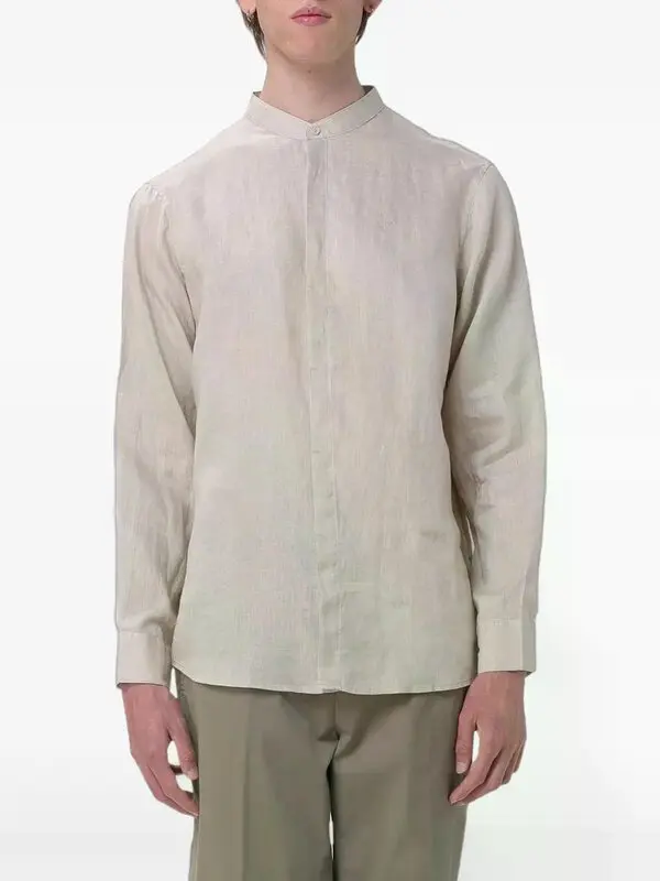 Emporio Armani Mandarin-collar Long-sleeve Shirt - Neutrals