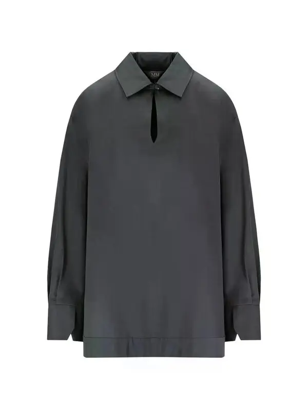 Max Mara Cotton Poplin Keyhole Blouse